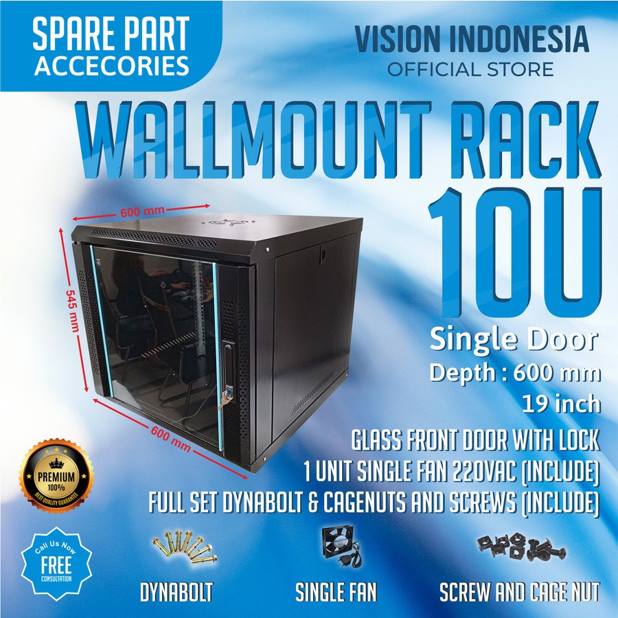 Jual Premium Rak Server Rack Wallmount Rackmount 10U Depth 600mm 600x600x545 | Shopee Indonesia