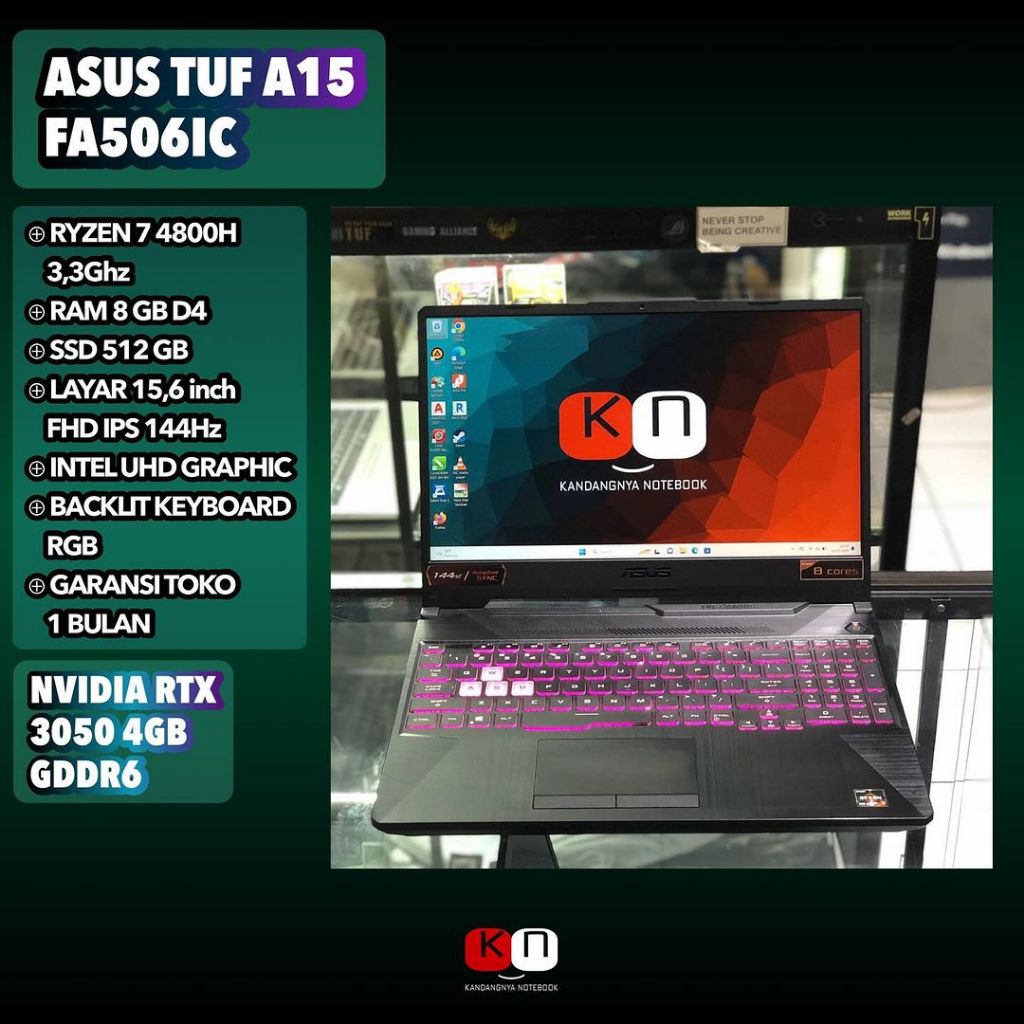Jual Asus Tuf A15 FA506IC Ryzen 7 4800H RTX3050 4GB Ram 8GB Ssd 512GB ...