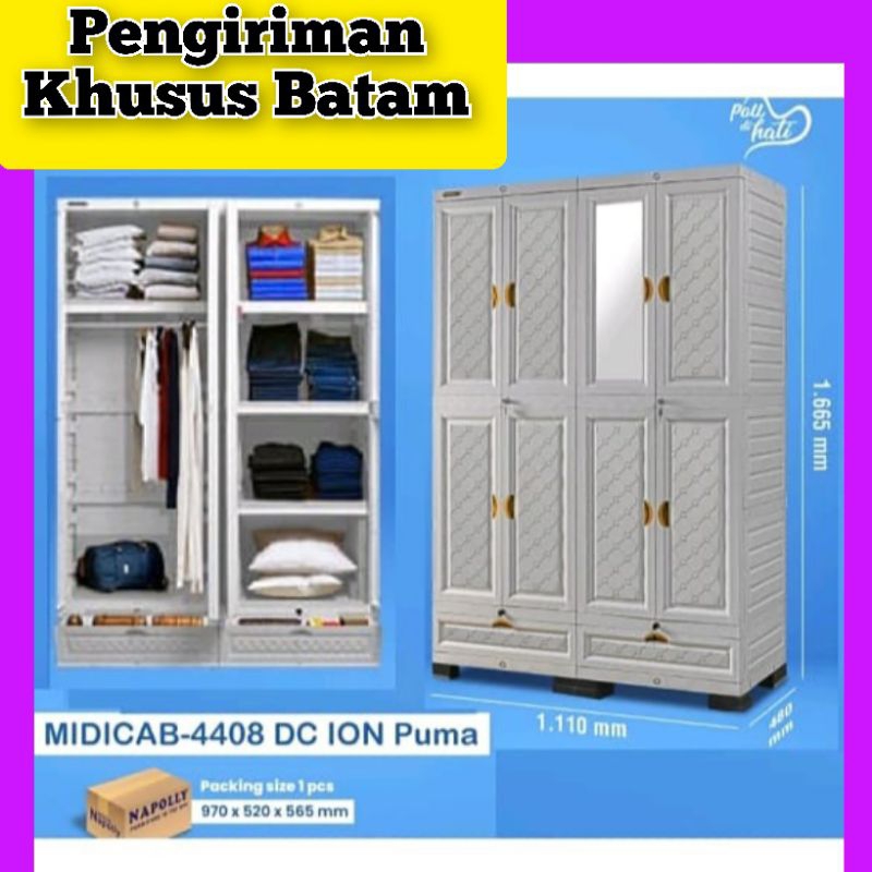 Jual NAPOLLY MIDICAB-4408 DC ION Puma LEMARI PAKAIAN PLASTIK 4PINTU ...