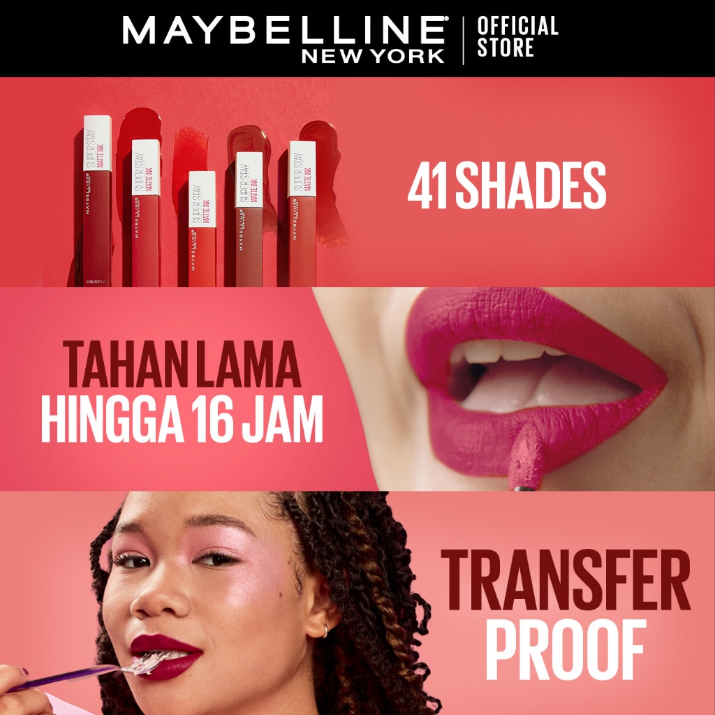 Jual MAYBELLINE OFFICIAL Superstay Matte Ink Liquid Long Lasting Waterproof Matte Lipstick ...