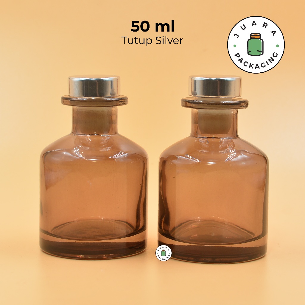 Jual Botol Kaca 50ml Tutup Press Silver Kaca Hitam Bening Botol Bulat ...