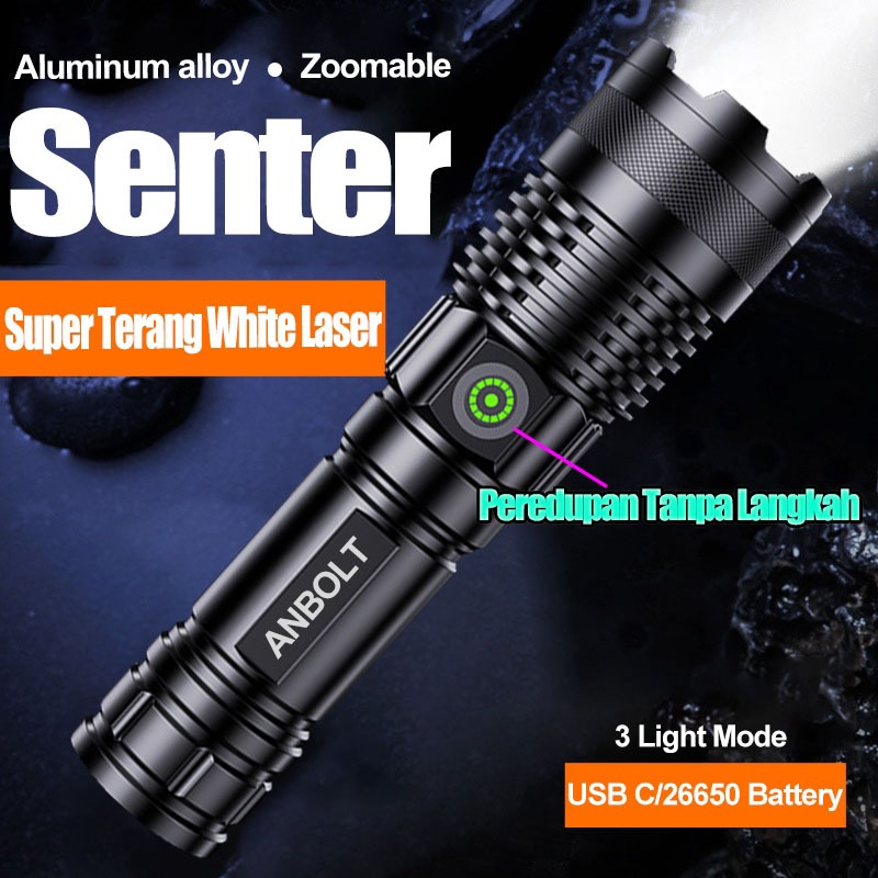 Jual Anbolt Senter LED Swat Mini Zoom Lampu Senter 3 Mode Pencahayaan Peredupan Tanpa Langkah ...