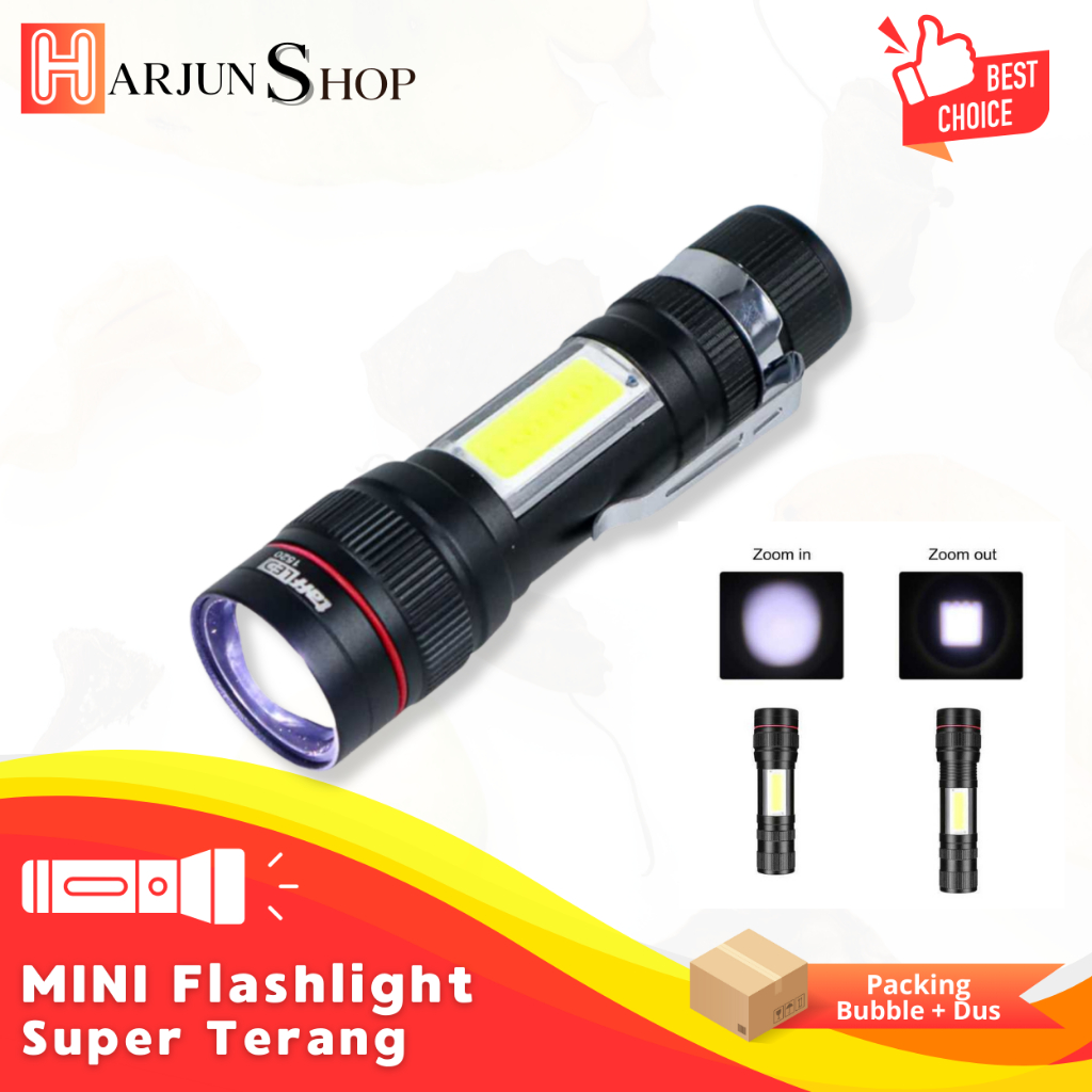 Jual Senter Mini LED Dual Lamp Flashlight Super Terang Bisa Cas ...