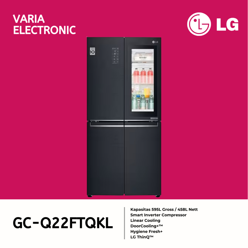 Jual Kulkas Side By Side Multi Door 4 Pintu LG GC-Q22FTQKL Smart Inverter Compressor | Shopee ...