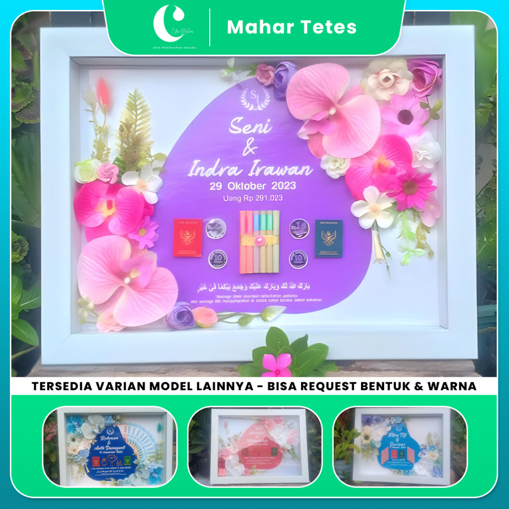 Jual Mahar Pernikahan Akrilik Tetes Air Frame Mahar Transparan Ukuran ...