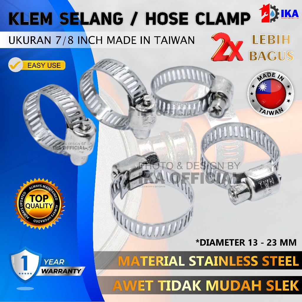 Jual High Quality Klem Selang Hose Clamp 7 8 Inch 16 25 Mm