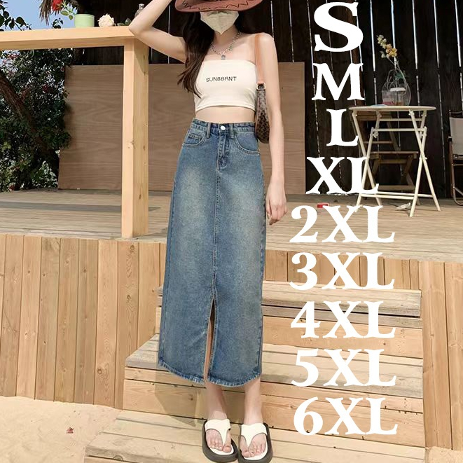 Jual 【boll.id】Bigsize Jumbo — rok jeans wanita rok jeans panjang rok ...
