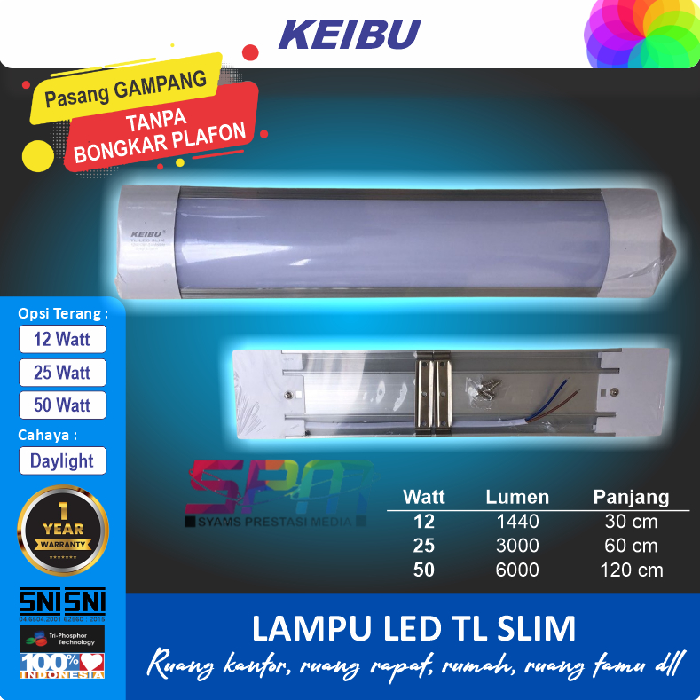 Jual Lampu TL LED Slim Keibu Super Terang 25 Watt Daylight Putih | Shopee Indonesia