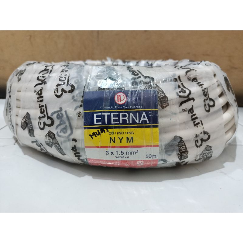 Jual Kabel Listrik Tunggal Kawat ETERNA NYM 3x1,5mm 3x1,5 mm Roll 50 Meter Putih | Shopee Indonesia