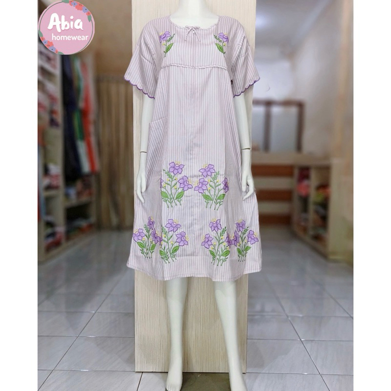 Jual Daster Katun Jepang Bordir Khas Malang - Busui Friendly (Abu-Abu ...