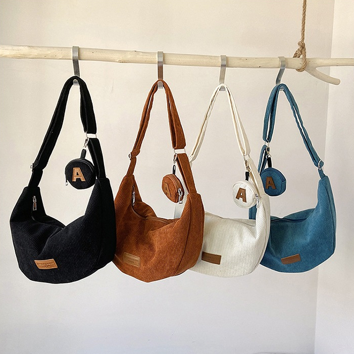 Jual MILO Sling Bag Corduroy Wanita Tas Resleting Style Casual ...