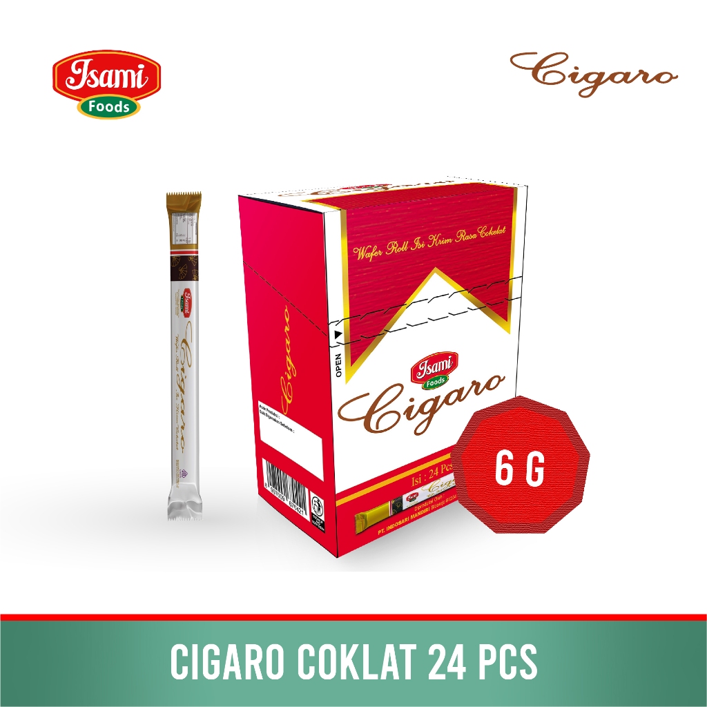 Jual Cemilan Enak Cigaro Wafer Roll Isi Krim Cokelat 6 gr x 24 pcs ...