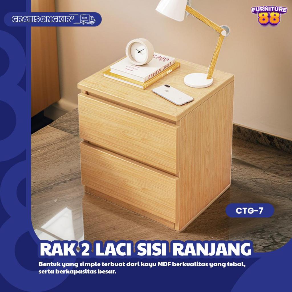 Jual Meja Nakas 2 Laci Meja Sisi Tempat Tidur Minimalis Meja Nakas ...
