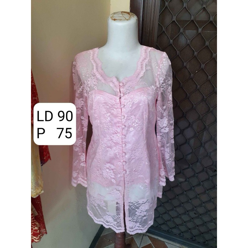 Jual Kebaya Brukat Modern Pink Furing Kebaya Kondangan Wisuda ...