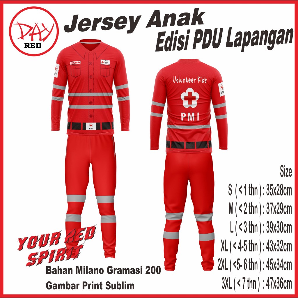 Jual BAJU PMI ANAK USIA 1-7 TAHUN EDISI PDU LAPANGAN | Shopee Indonesia