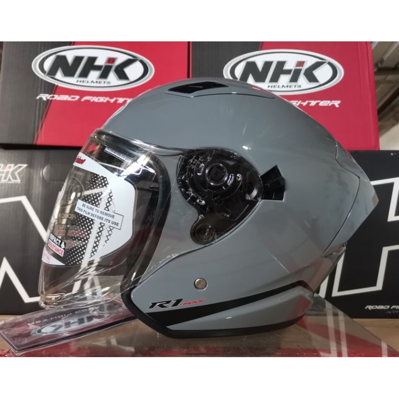 Jual NHK | Helm nhk r1 max solid dim grey glossy single visor | Shopee ...
