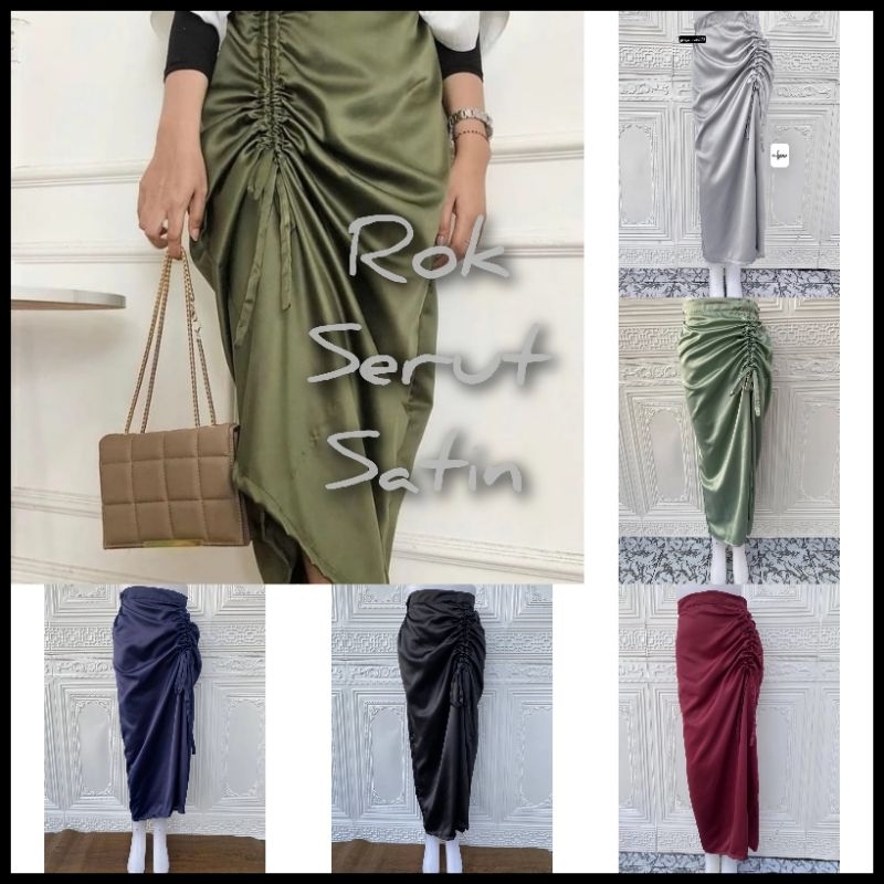 Jual rok serut casual/rok satin velvet/wrap skirt/rok kondangan ...