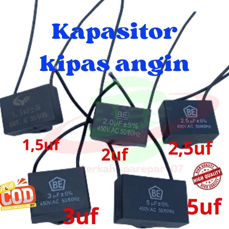 Jual kapasitor kipas angin 1.5uf 2uf 2.5uf 3uf 5uf 450vac | Shopee Indonesia