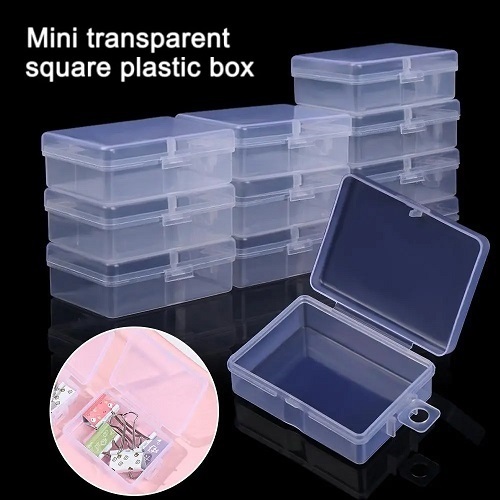 Jual Kotak Plastik Transparan Serbaguna Persegi Box Perhiasan Manik ...