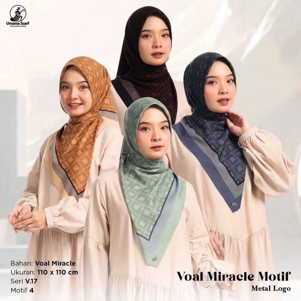 Jual UMAMA VOAL MIRACLE MOTIF LC ICON METAL LOGO Scarf Hijab Segiempat ...