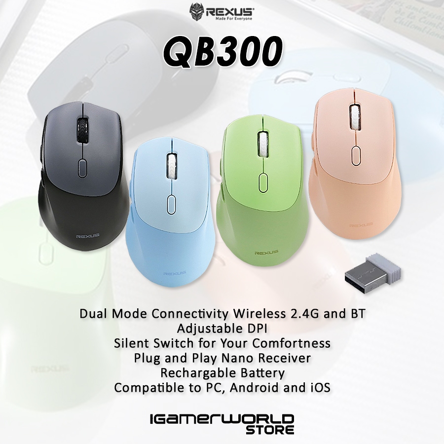 Jual Rexus QB300 Dual Mode Wireless Silent Office Mouse | Shopee Indonesia