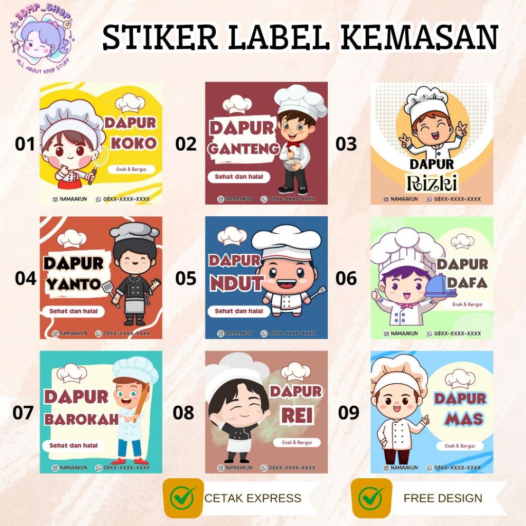 Jual Stiker A3 Cutting Bontax Chromo Label Dapur Makanan Kemasan Pouch ...