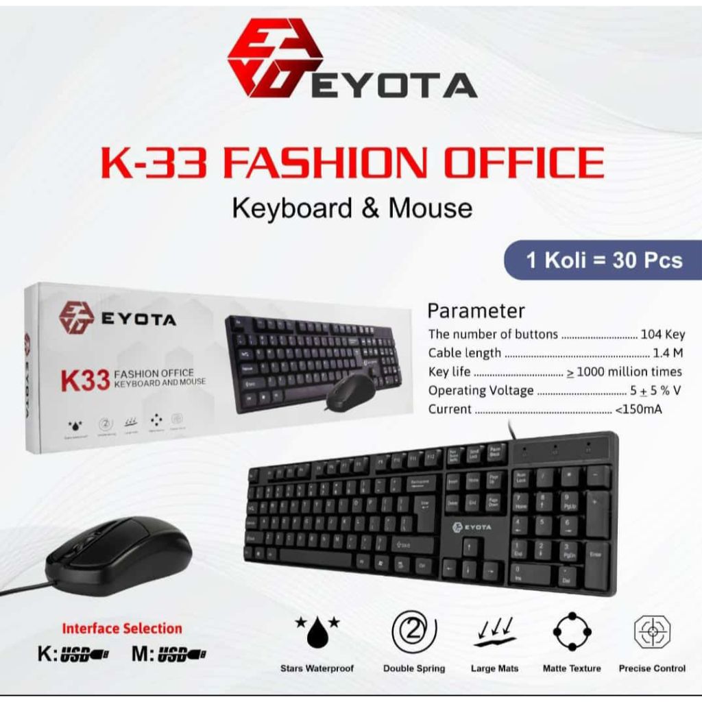 Jual paket combo Mouse and Keyboard Office Eyota K33 Standart kantor ...