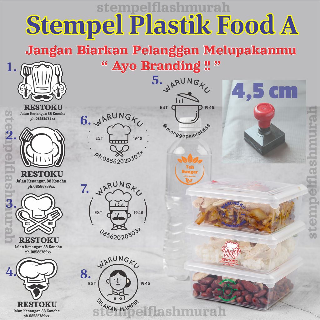 Jual stempel plastik makanan A custom food packing kardus stereofoam ...