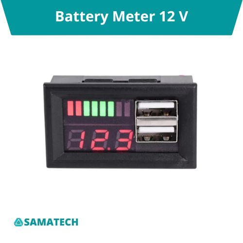 Jual Battery Volt Meter Indikator Level Kapasitas Baterai Aki 12V 2 USB | Shopee Indonesia