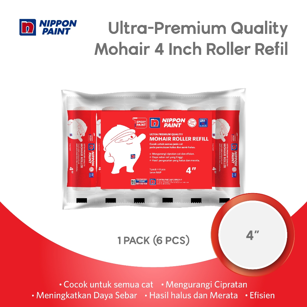Jual NIPPON ULTRA-PREMIUM QUALITY MOHAIR 4 INCH ROLLER REFIL- FOR INTERIOR & EXTERIOR | Shopee ...