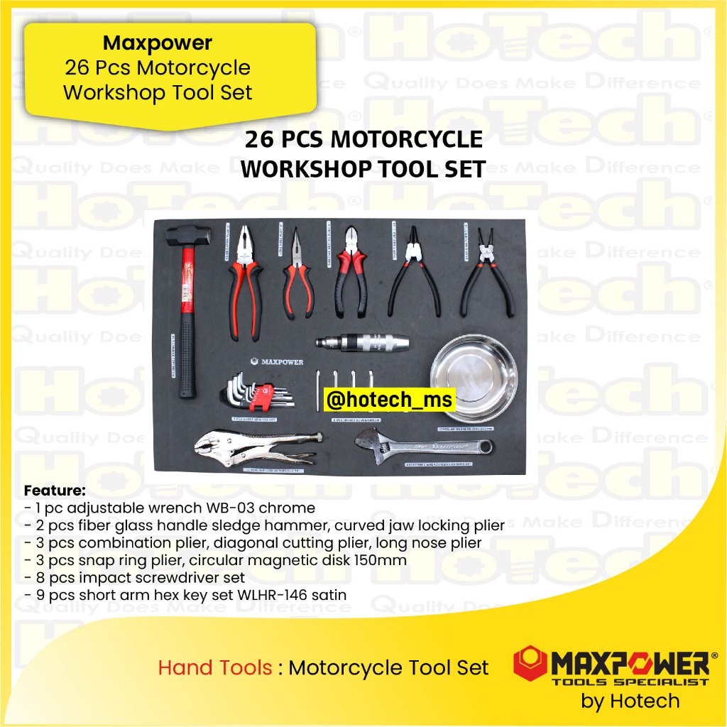 Jual MAXPOWER | 26 Pcs Motorcycle Workshop | 26pcs Peralatan Bengkel ...