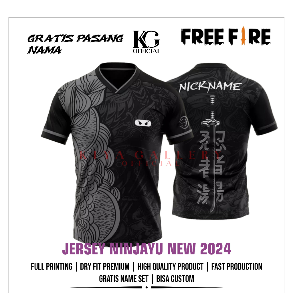 Jual JERSEY BAJU GAMING NINJAYU FF FULL PRINTING GRATIS PASANG NAMA ...