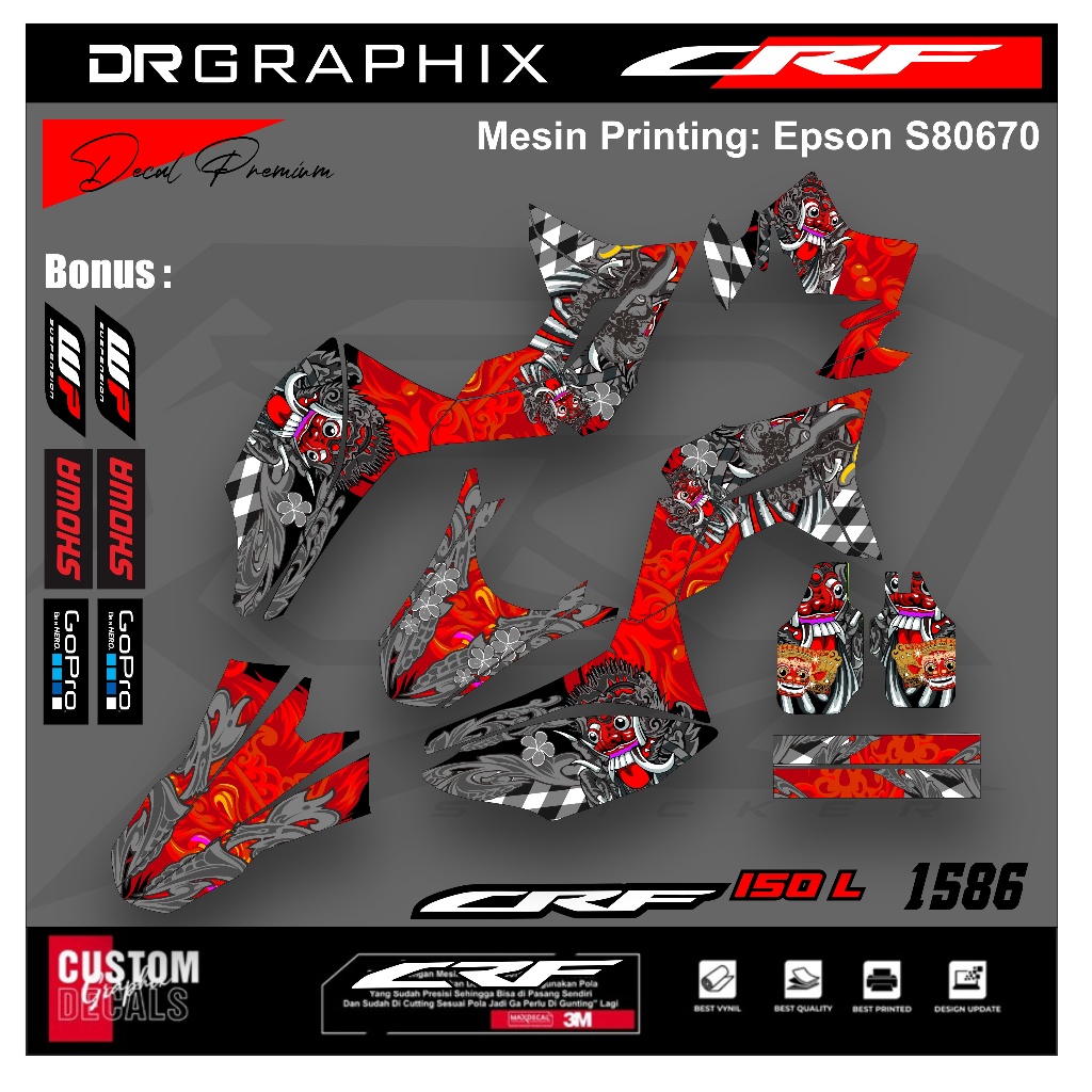 Jual Decal Sticker - Dekal Fullbody CRF 150 L Design LEAK BARONG BALI ...