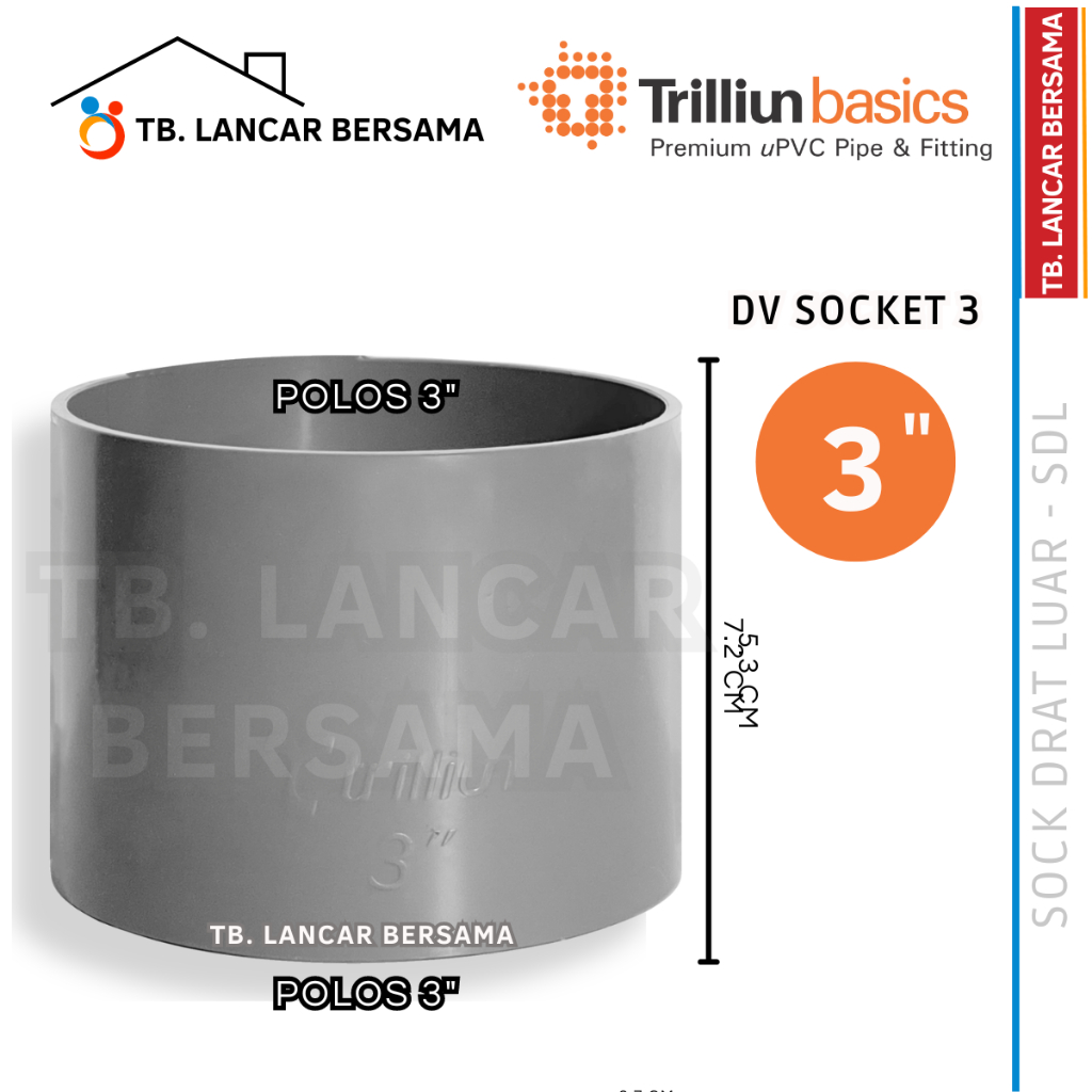 Jual SOCK 3 INCHI TRILLIUN DV - SAMBUNGAN PIPA SOCKET FITTING PVC ...
