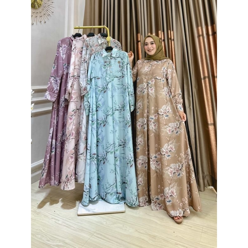 Jual SANLIA.ID LUNA DRESS GAMIS HARIAN MOTIF PRINTING BAHAN HANIYAH ...