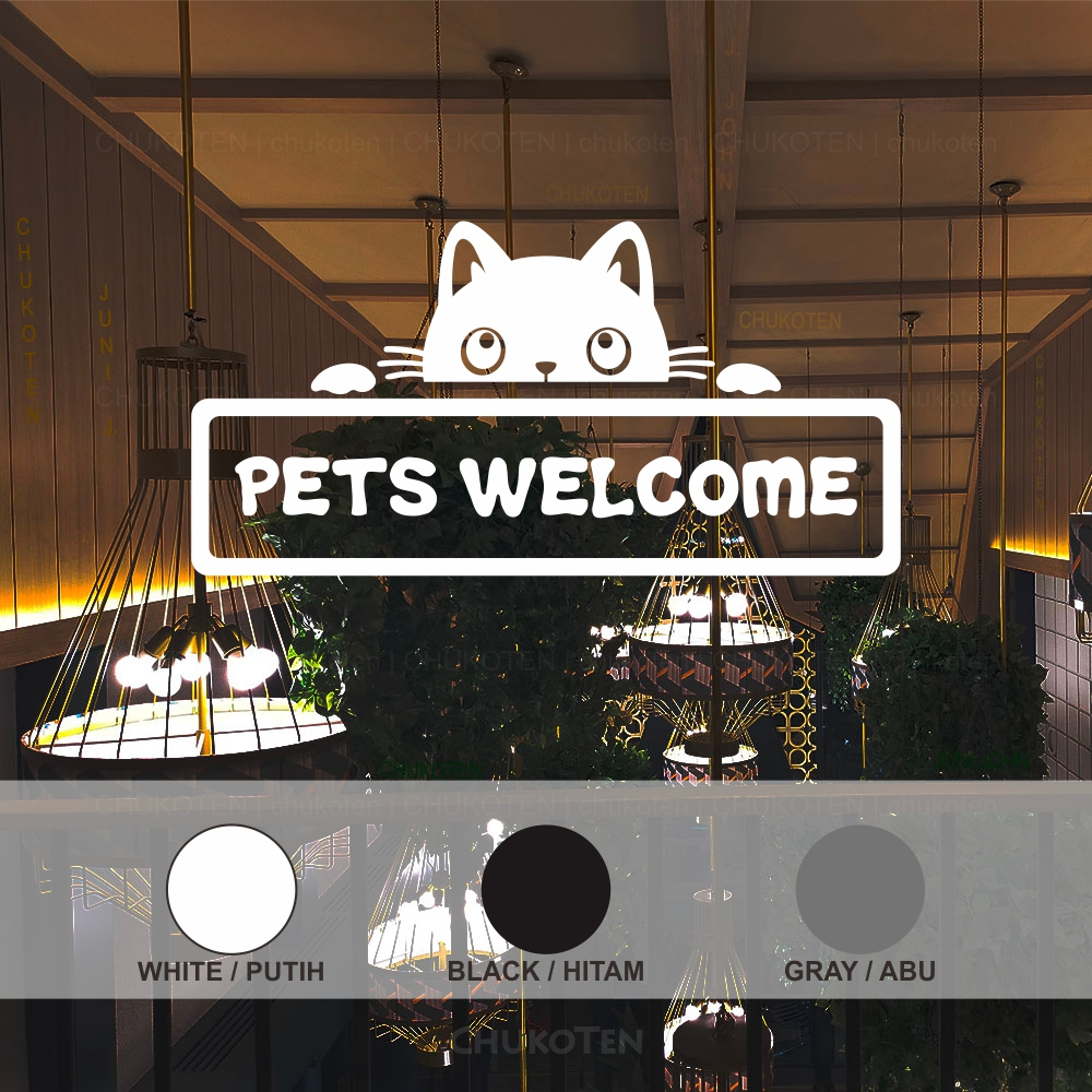 Jual Cutting Sticker Pets Welcome Anak Kucing Stiker Pintu Kaca Cafe ...