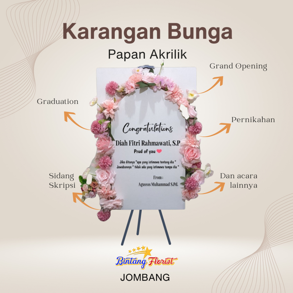 Jual Bintang Florist Karangan Bunga Papan Akrilik Acrylic Persegi ...