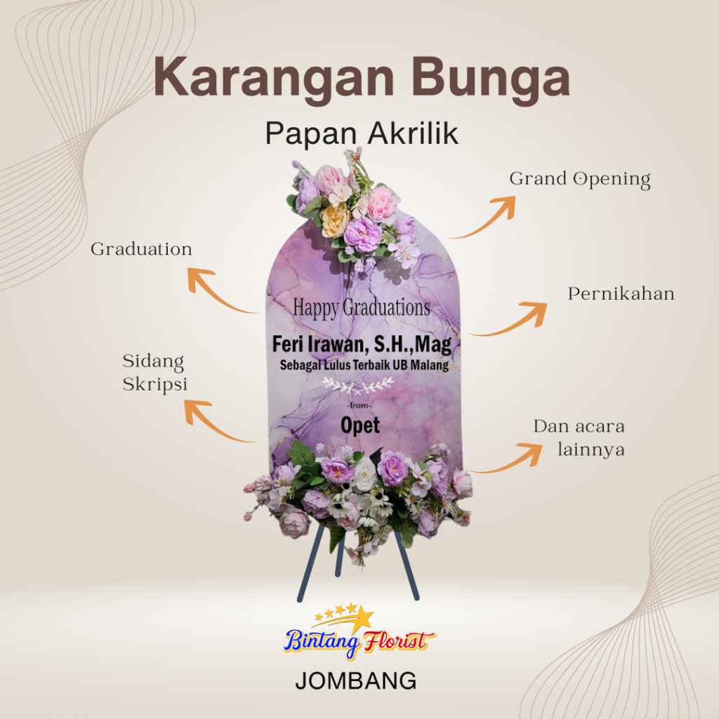 Jual Bintang Florist Karangan Bunga Papan Akrilik Acrylic Persegi Bulat ...
