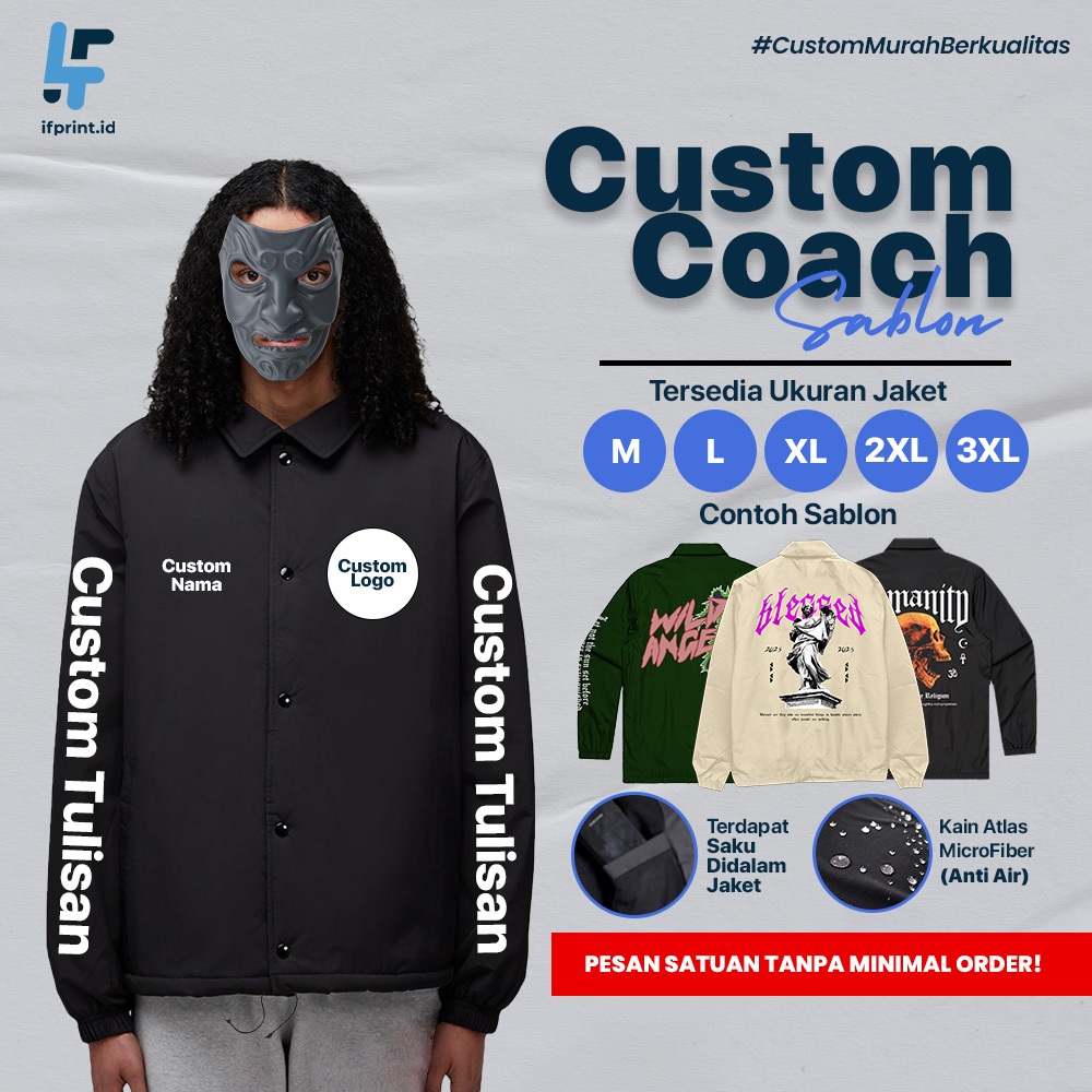 Jual JAKET COACH CUSTOM SABLON SATUAN JAKET COACH BAHAN ANTI AIR PRIA ...