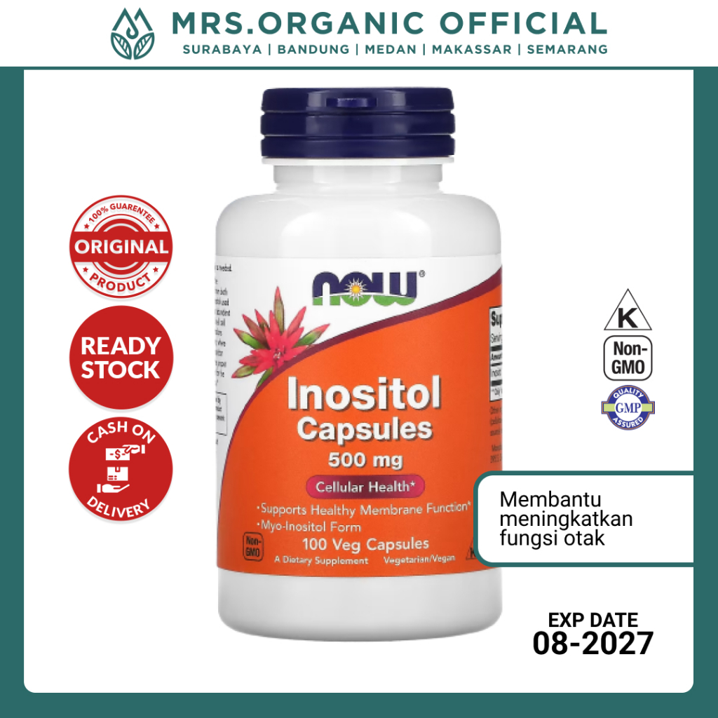 Jual Vitamin Suplemen Now Foods Inositol 500mg 100 Vegetarian Capsules ...