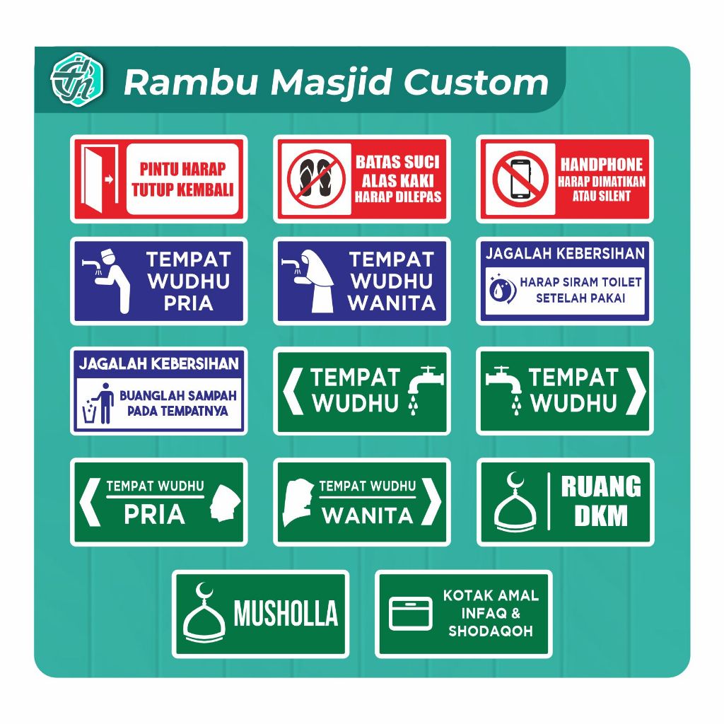Jual Akrilik/ Rambu/ Sign Masjid Arah Tempat Wudhu- 30cm x 15cm ...