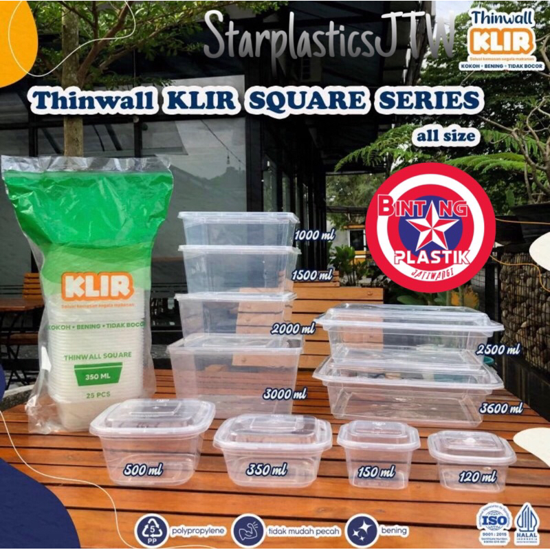 Jual TOP BRAND!! Thinwall KLIR SQUARE 350ml 500ml SQ / Plastik Container Food Grade Katering ...