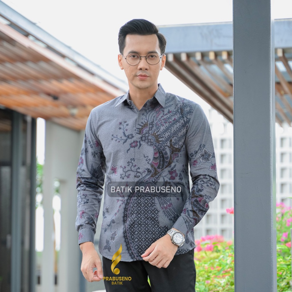 Jual Batik Prabuseno - Batik Pria Lengan Panjang Slim Fit Motif ...
