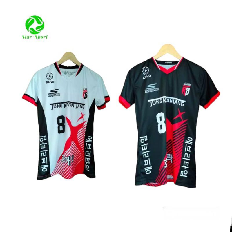 Jual kaos voli Red spark baju voli printing pria dan wanita | Shopee ...