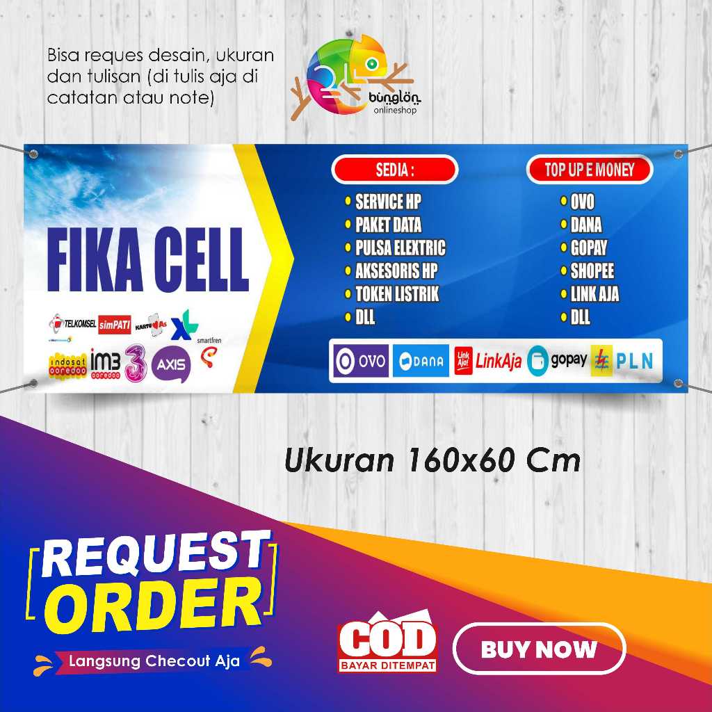 Jual Banner 160x60 Konter, Cell, Jual Pulsa Custom Desain | Shopee Indonesia