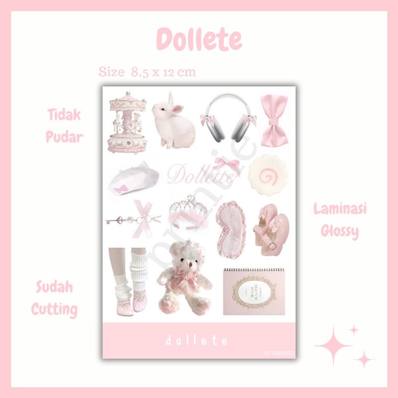 Jual [1 lbr] kisscut stiker aesthetic imut deco tema dollete, coquette vibes | Shopee Indonesia