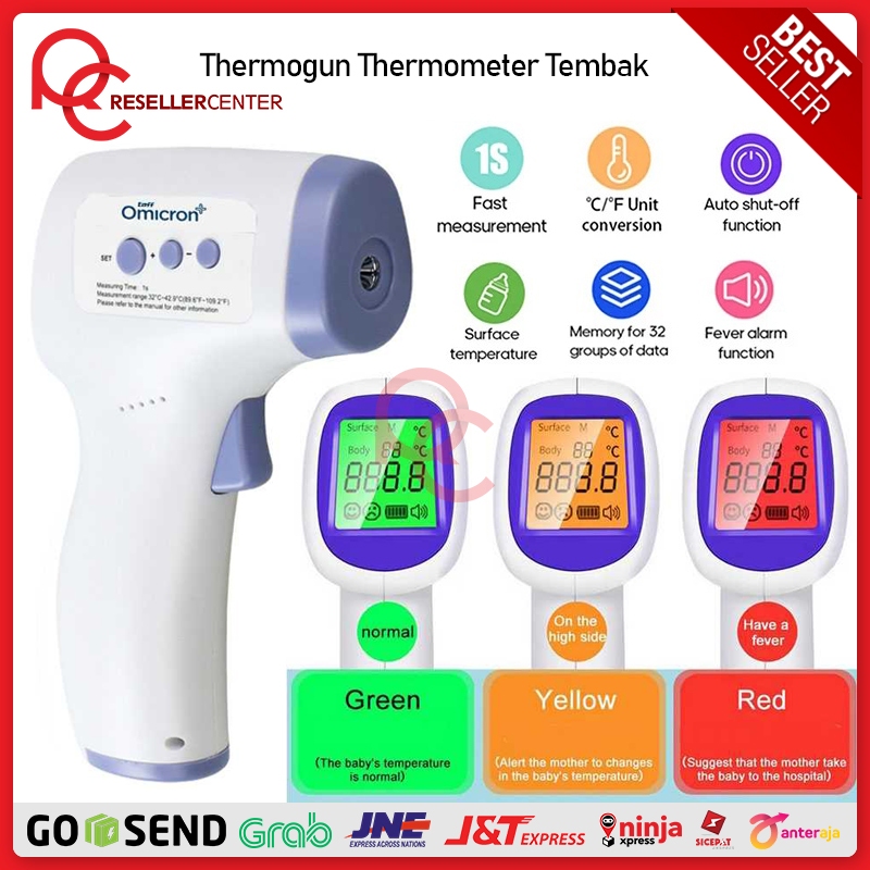 Jual [THERMOGUN] Thermogun Thermometer Tembak Suhu Badan Infrared Non Contact Digital LED ...