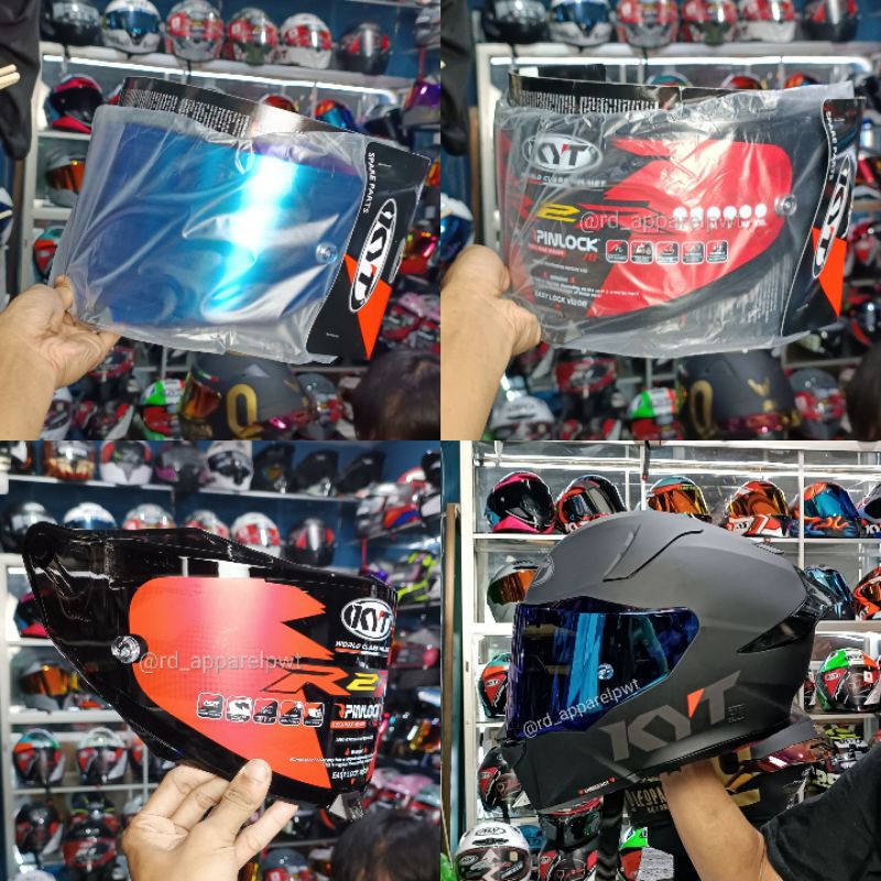Jual Kaca Visor Helm KYT R2R original Darksmoke Iridium Blue pinlock ...