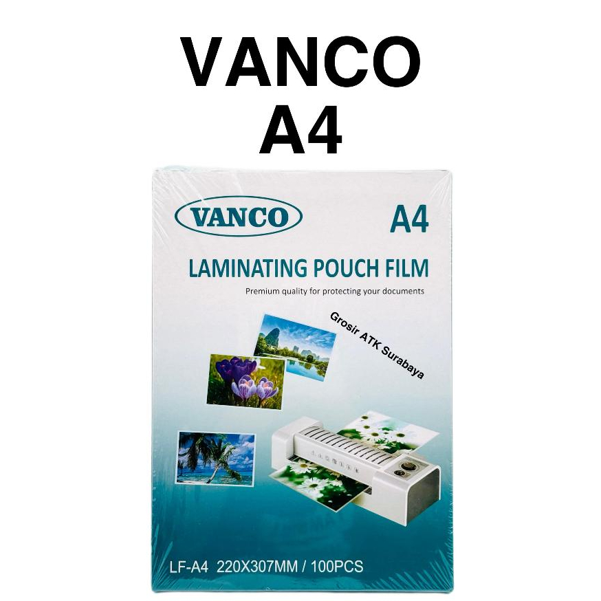 Jual PLASTIK LAMINATING VANCO A4 / LAMINASI PANAS Vanco Ukuran A4 220 mm x 307 mm | Shopee Indonesia