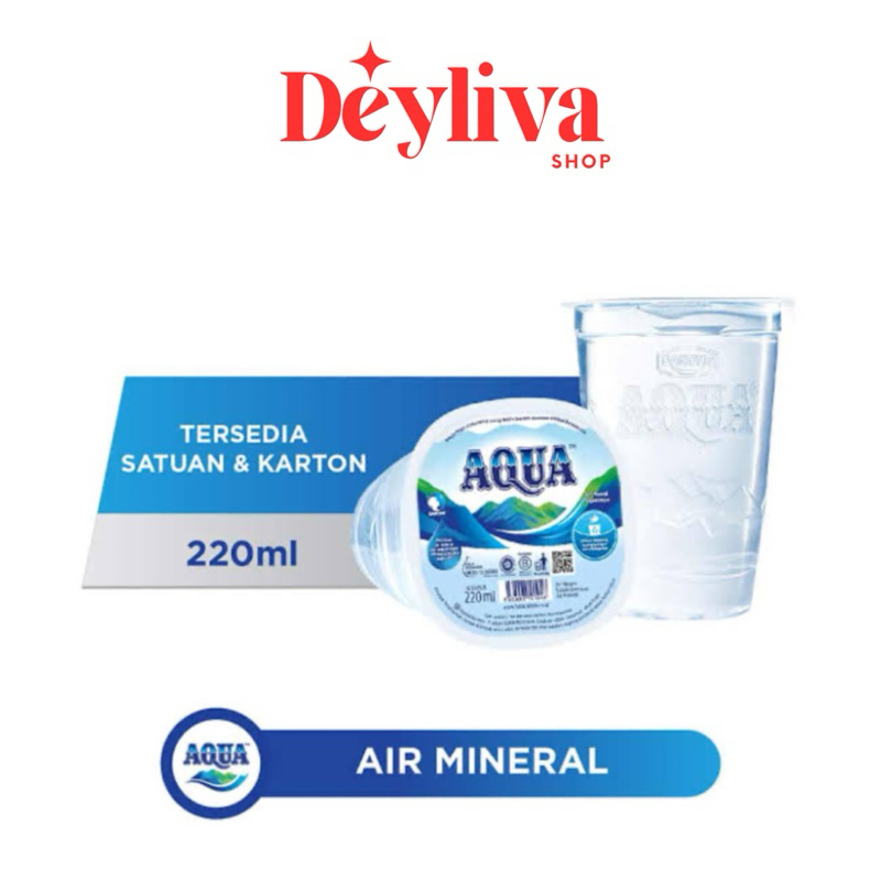 Jual AQUA CUP 220ML ISI 48 GELAS (1 BOX KARTON ) | Shopee Indonesia